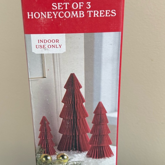 Holiday Time | Holiday | New Set Of 3 Red Honeycomb Paper Trees Indoor ...